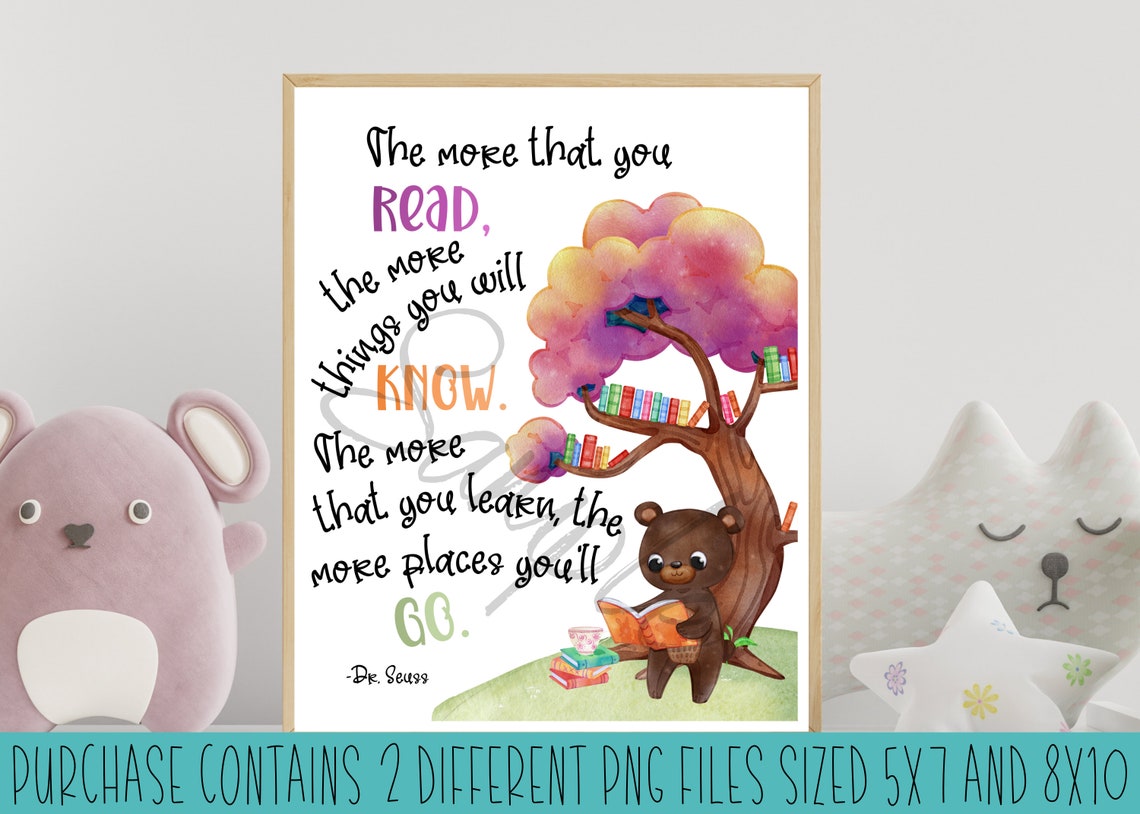 Kids' Reading Nook Printable Wall Art/ Dr. Seuss Quote/ Playroom ...