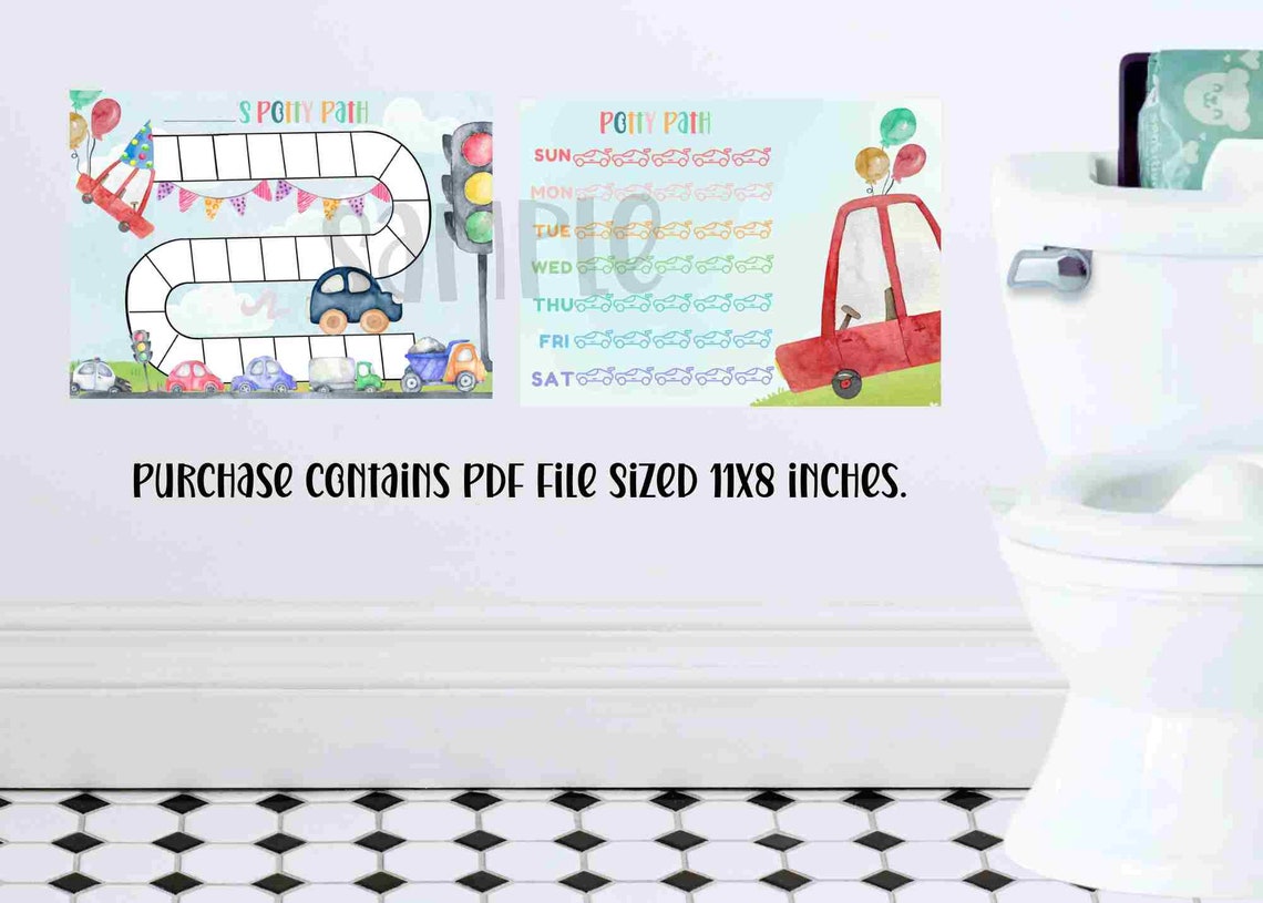 Car Potty Chart, Printable Potty Training Reward Chart, Personalized ...