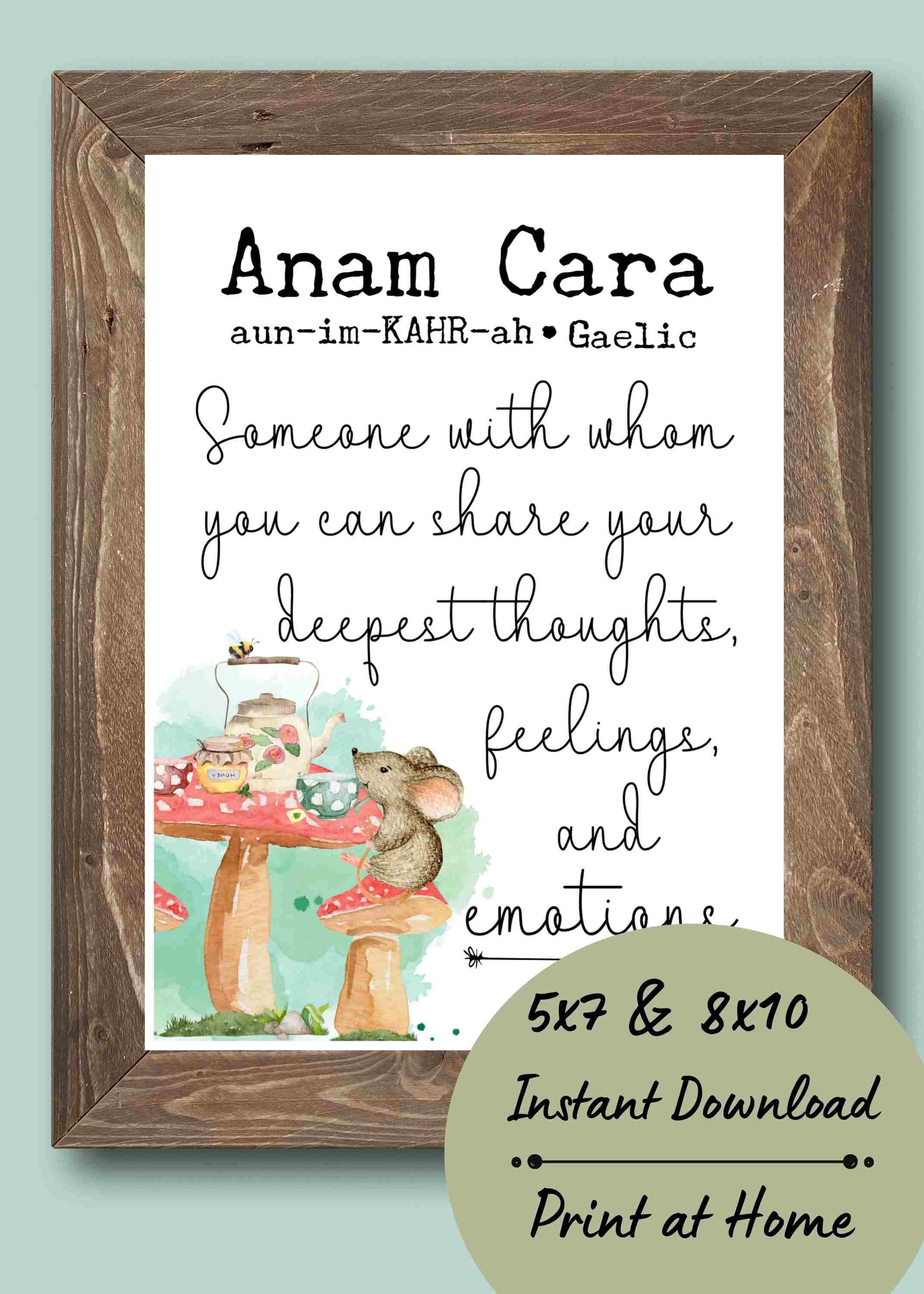 Anam Cara Printable Valentines Day, Word Definition Art, Watercolor ...