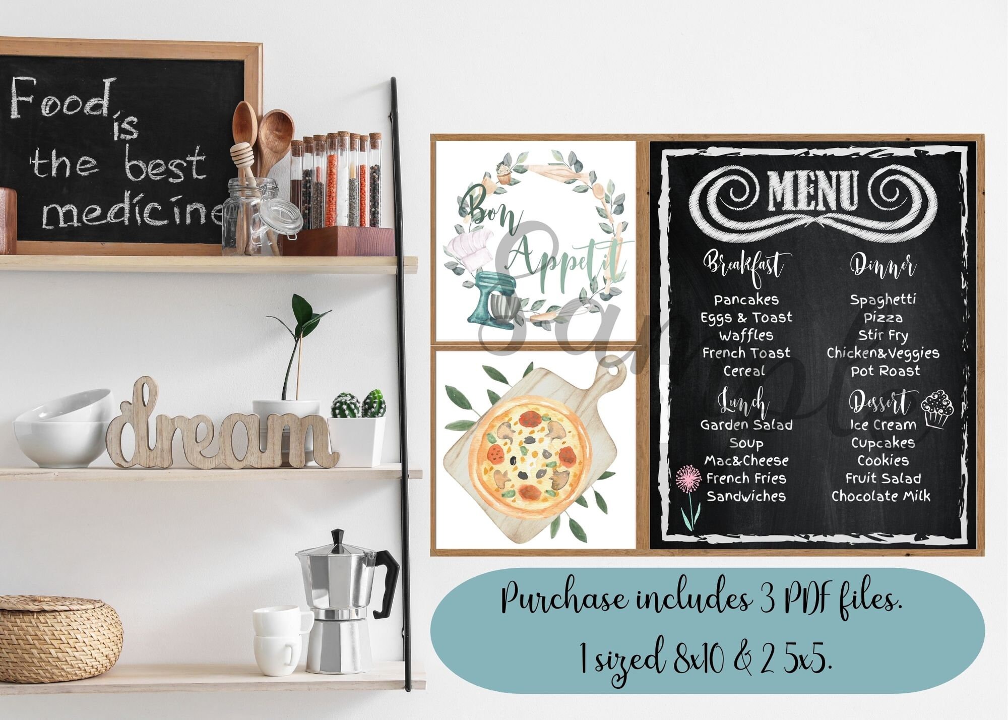 Kids' Play Kitchen Printable Art Decor/ Montessori Kitchen/ Dramatic ...