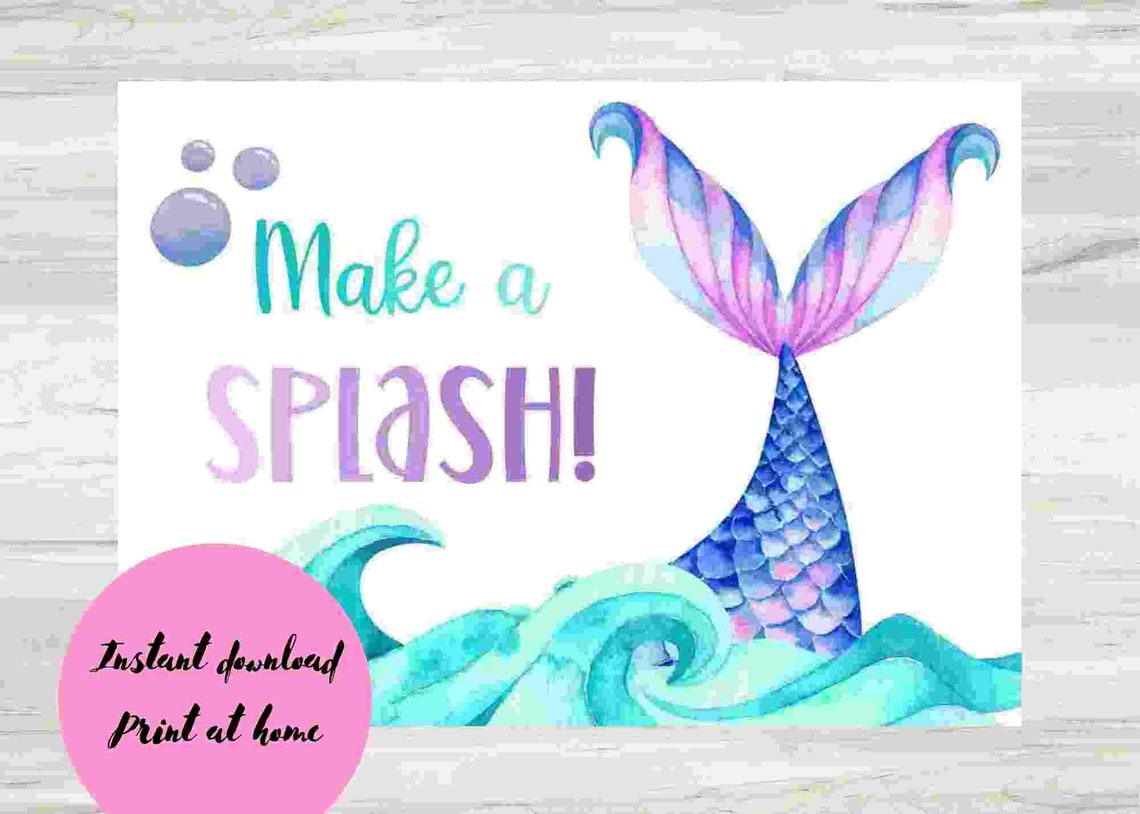 Printable Mermaid Birthday Card/ Mermaid/ Ocean Party Gift/ Decor - Etsy