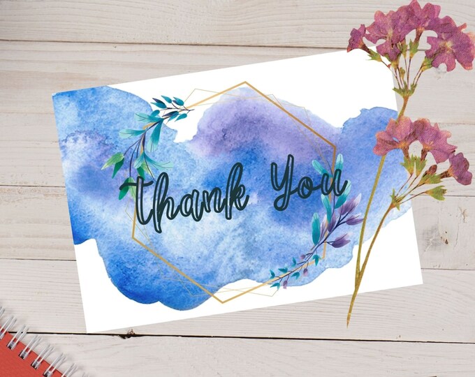 Printable Watercolor Thank You Card - Etsy