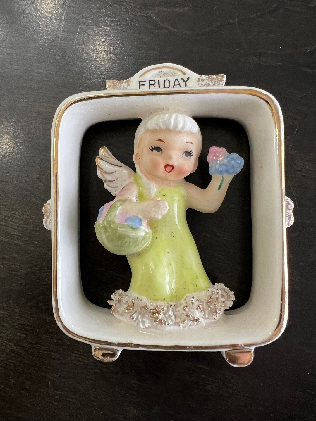 Vintage Geo. Z. Lefton Friday Child Angel of the Week Porcelain ...