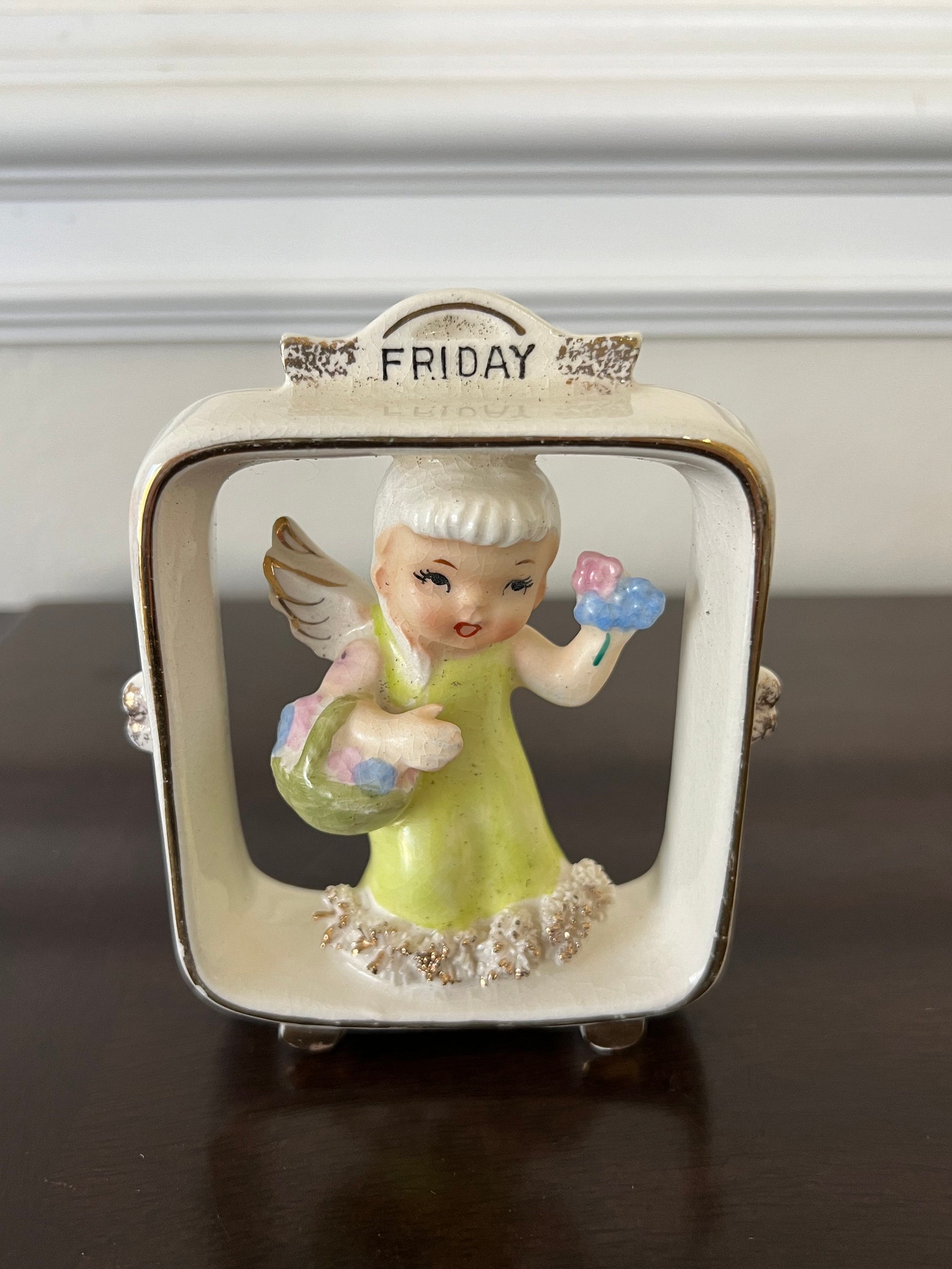 Vintage Geo. Z. Lefton Friday Child Angel of the Week Porcelain ...