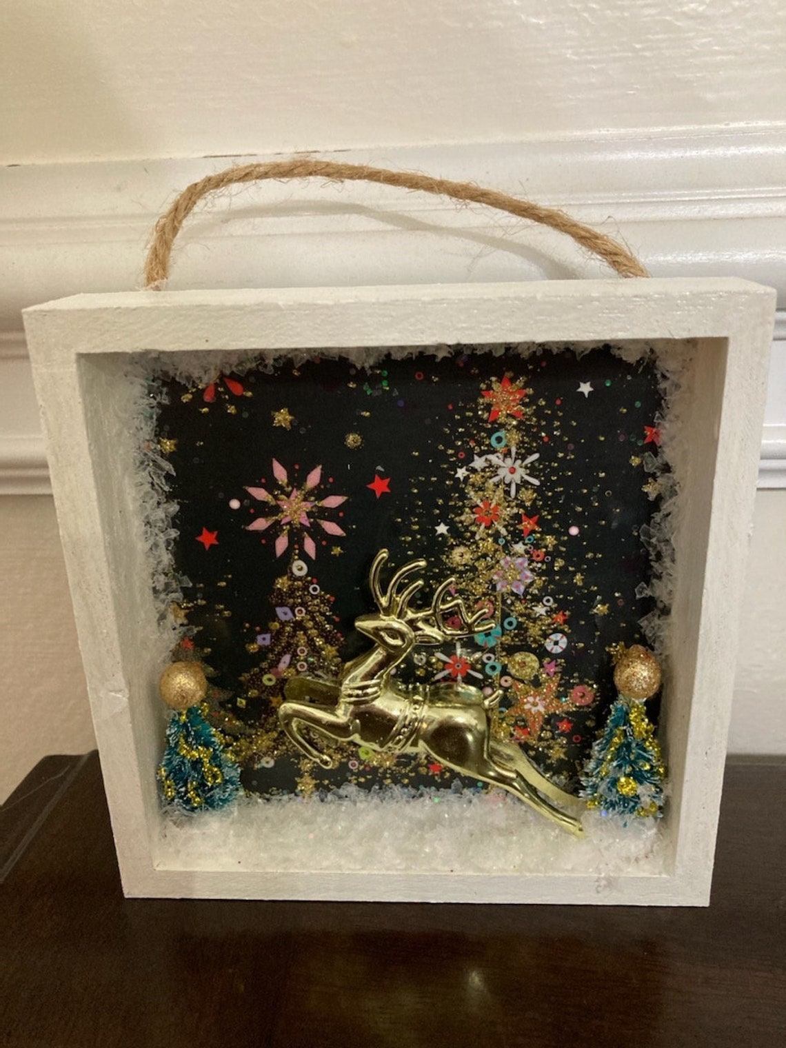 Retro Reindeer Shadowbox Ornament - Etsy
