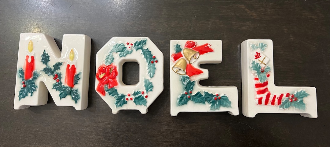 Vintage Lipper Mann Ceramic Christmas NOEL Candle Holder Set - Etsy