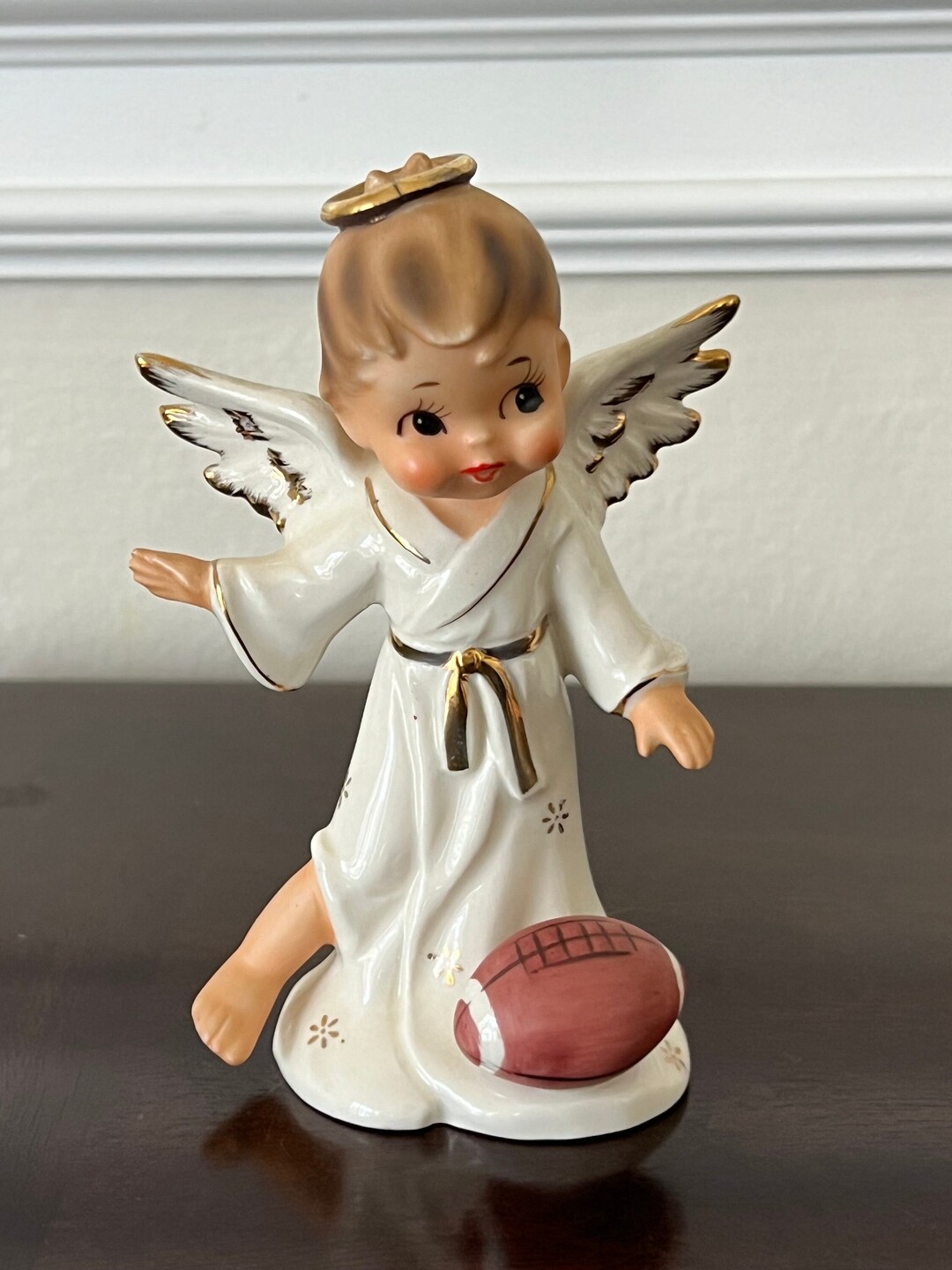 Vintage Napco Football Ceramic Angel Figurine - Etsy