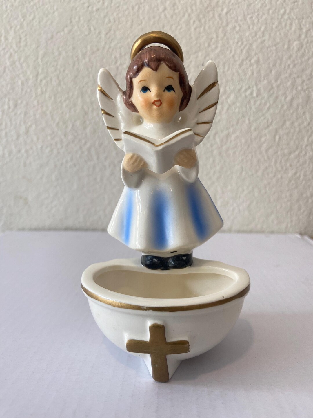 Vintage Holy Water Font Angel Reading Over Basin Wall Hanging - Etsy
