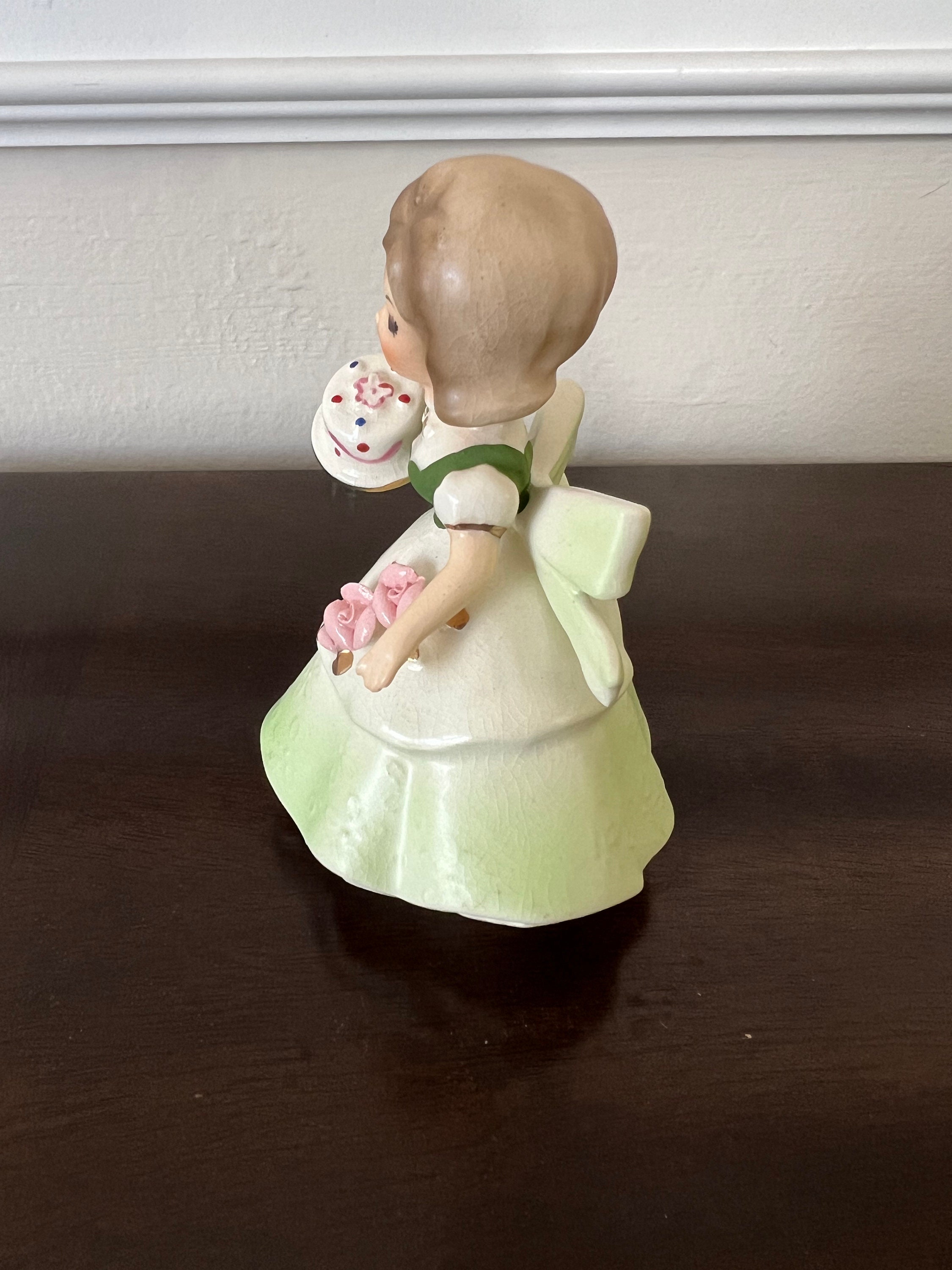 Vintage Girl With Birthday Cake Figurine by Enesco Japan - Etsy