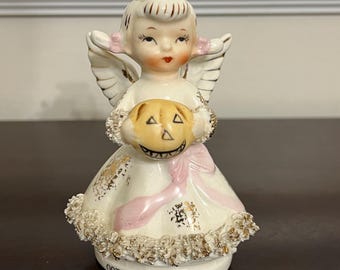 Vintage Lefton October Angel, Cosmos Rose Zircon #489, Birthday Angel ...