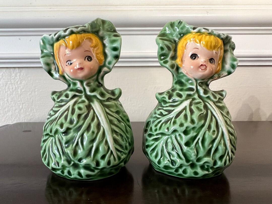 Vintage Lefton Salt and Pepper Cissy Cabbage Cuties Shakers Japan - Etsy