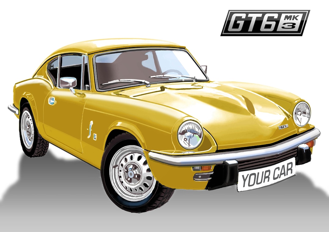 Triumph GT6 Mark 3 Coupe in Mimosa Yellow by Artist Joe Roberts - Etsy