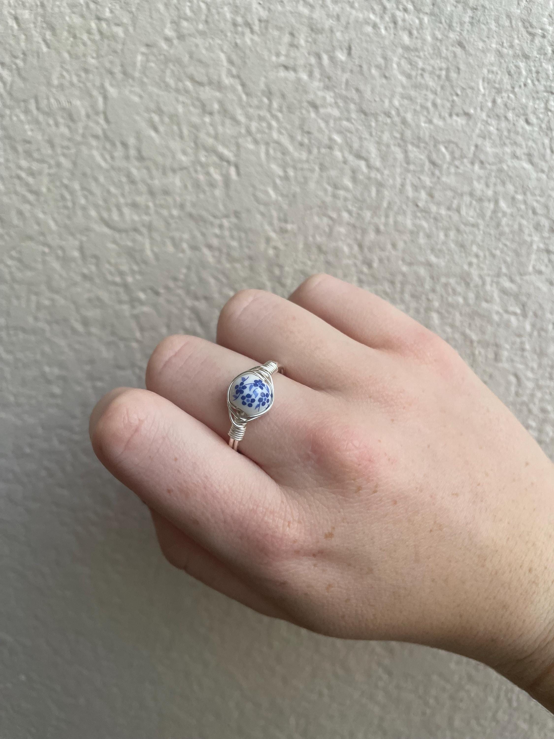 Blue China Porcelain Ring. Silver Ring. Gold Ring. China Pattern ...