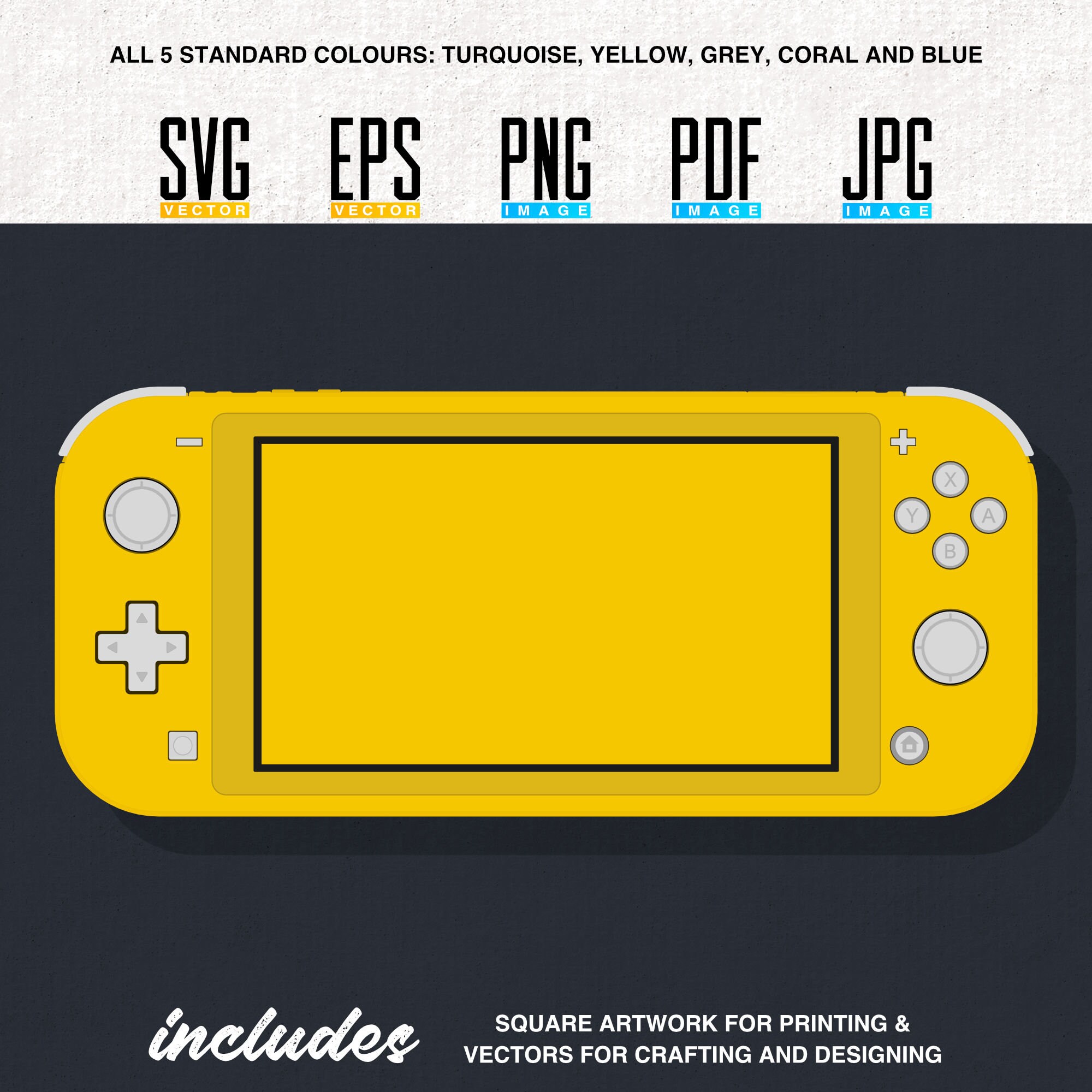 Switch Lite Printable Artwork Video Game Handheld Editable SVG EPS ...