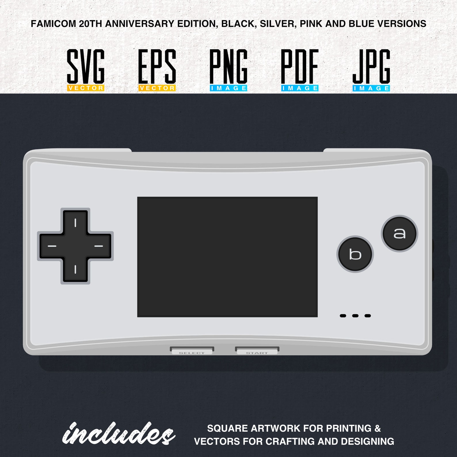 Game Boy Micro SVG & Printable Artwork EPS Editable Vector Transparent ...