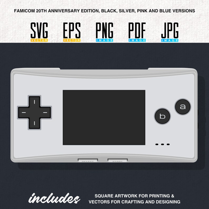 Game Boy Micro SVG & Printable Artwork EPS Editable Vector Transparent ...