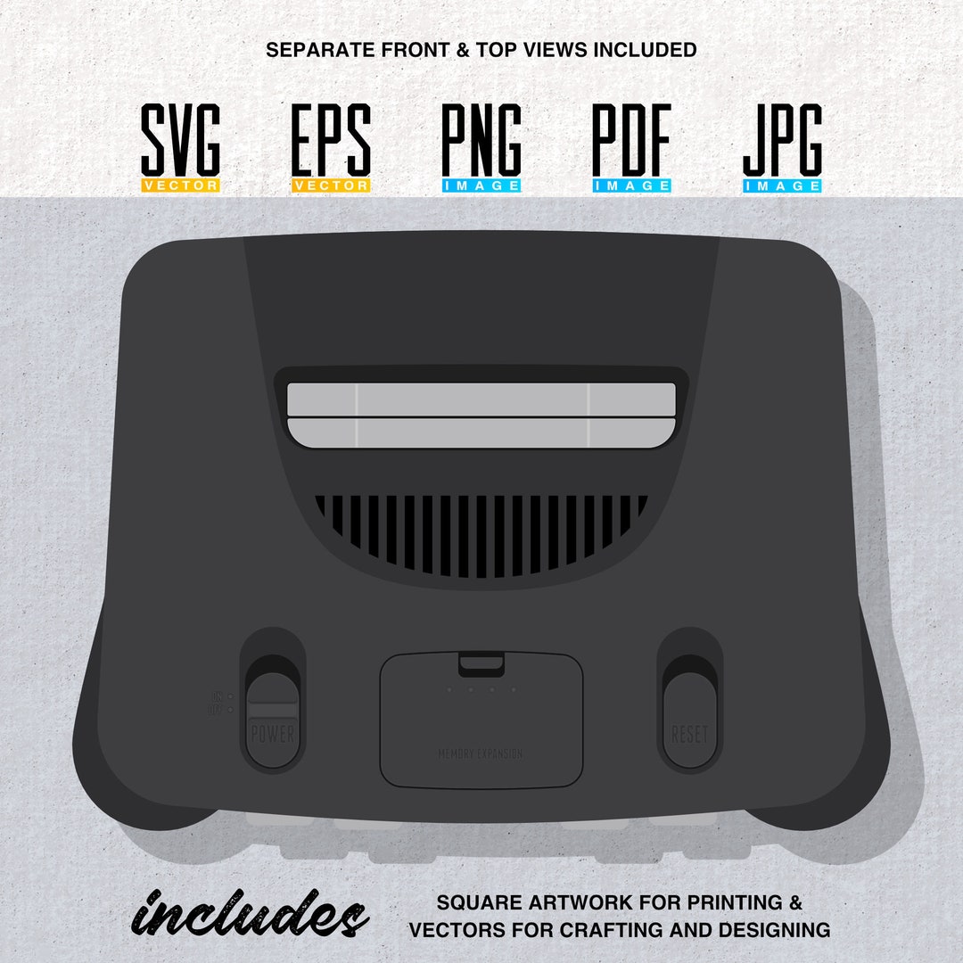 N64 Printable Artwork Retro Video Game Console Vector Editable