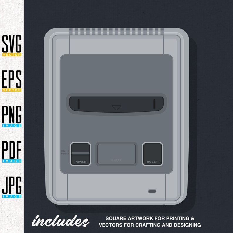 SNES / Super Famicom SVG & Printable Artwork Retro Video Game Console ...