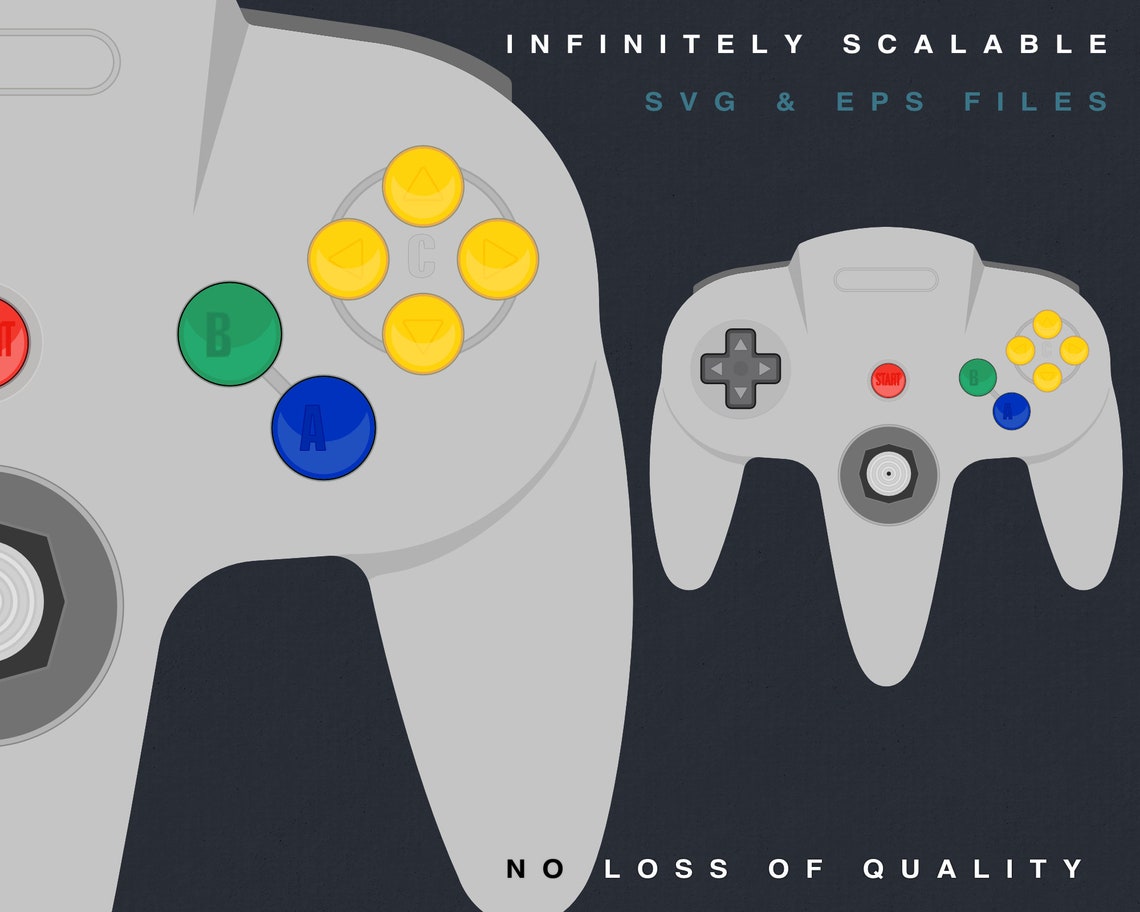 N64 Printable Artwork Retro Video Game Controller Vector Editable SVG ...