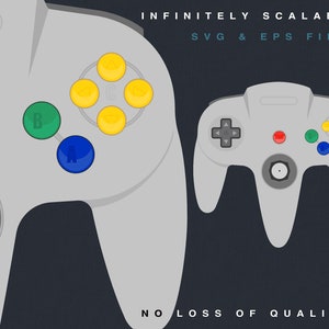 N64 Printable Artwork | Retro Video Game Controller | Vector | Editable ...