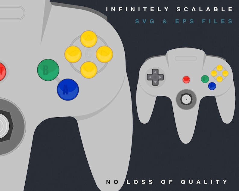N64 Printable Artwork Retro Video Game Controller Vector Editable SVG ...