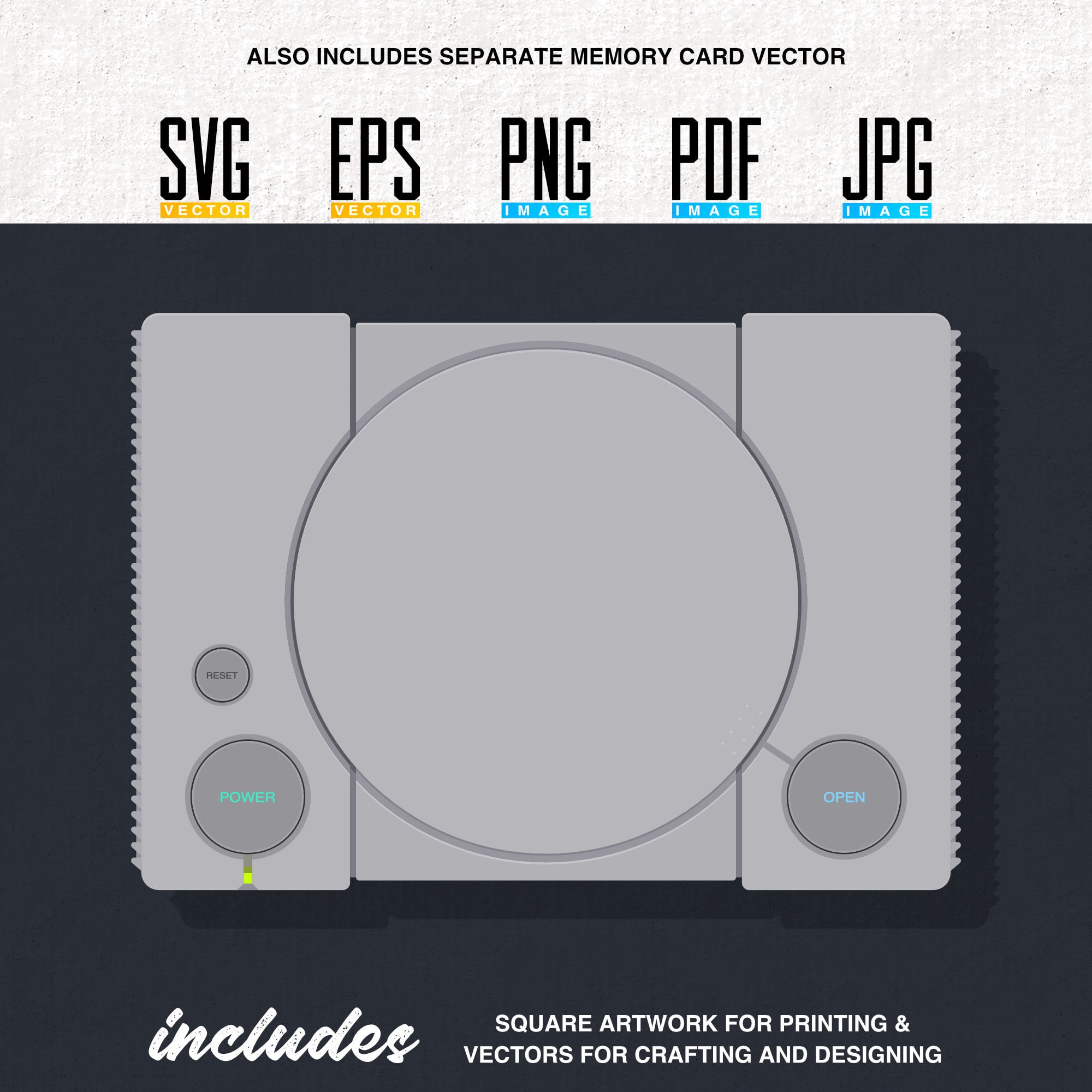 Playstation / PS1 Printable Artwork Retro Video Game Console Memory ...