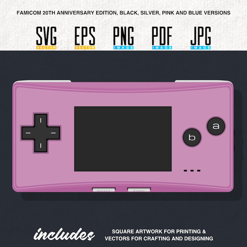 Game Boy Micro SVG & Printable Artwork EPS Editable Vector Transparent ...