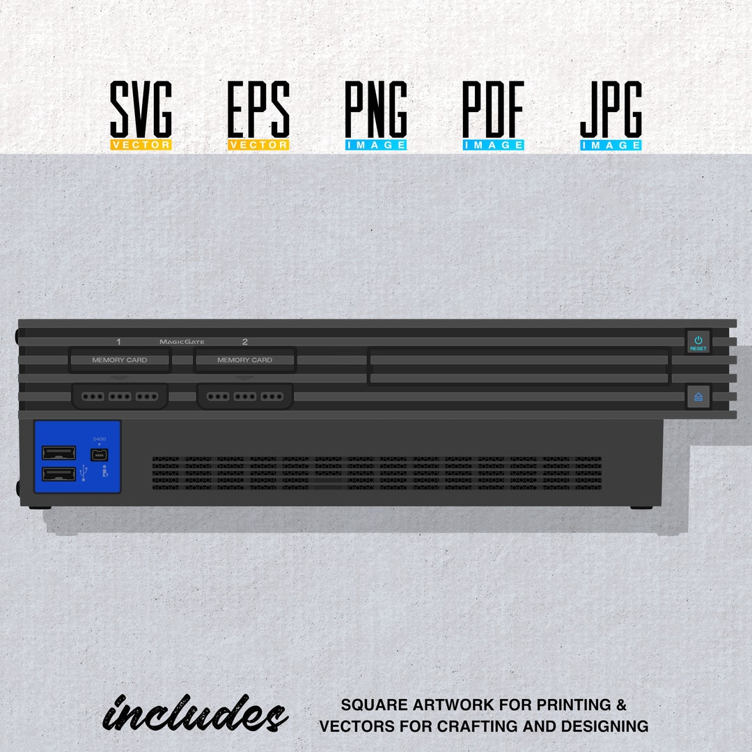 PlayStation 2 / PS2 SVG e arte para impressão Console de videogame ...
