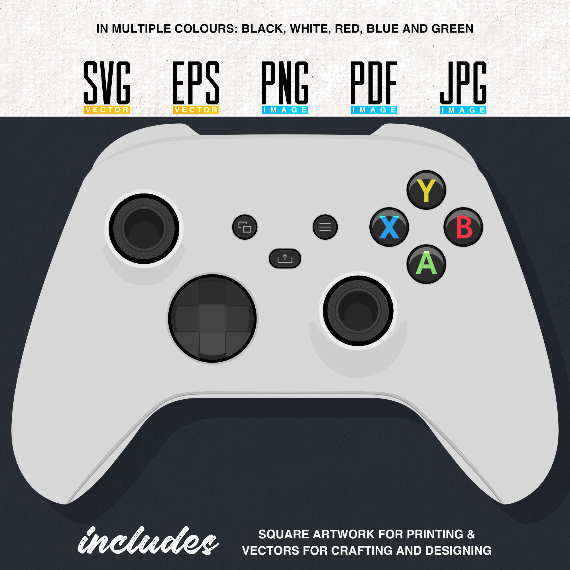 Xbox Series X/S Printable Artwork Video Game Controller Vector Editable ...