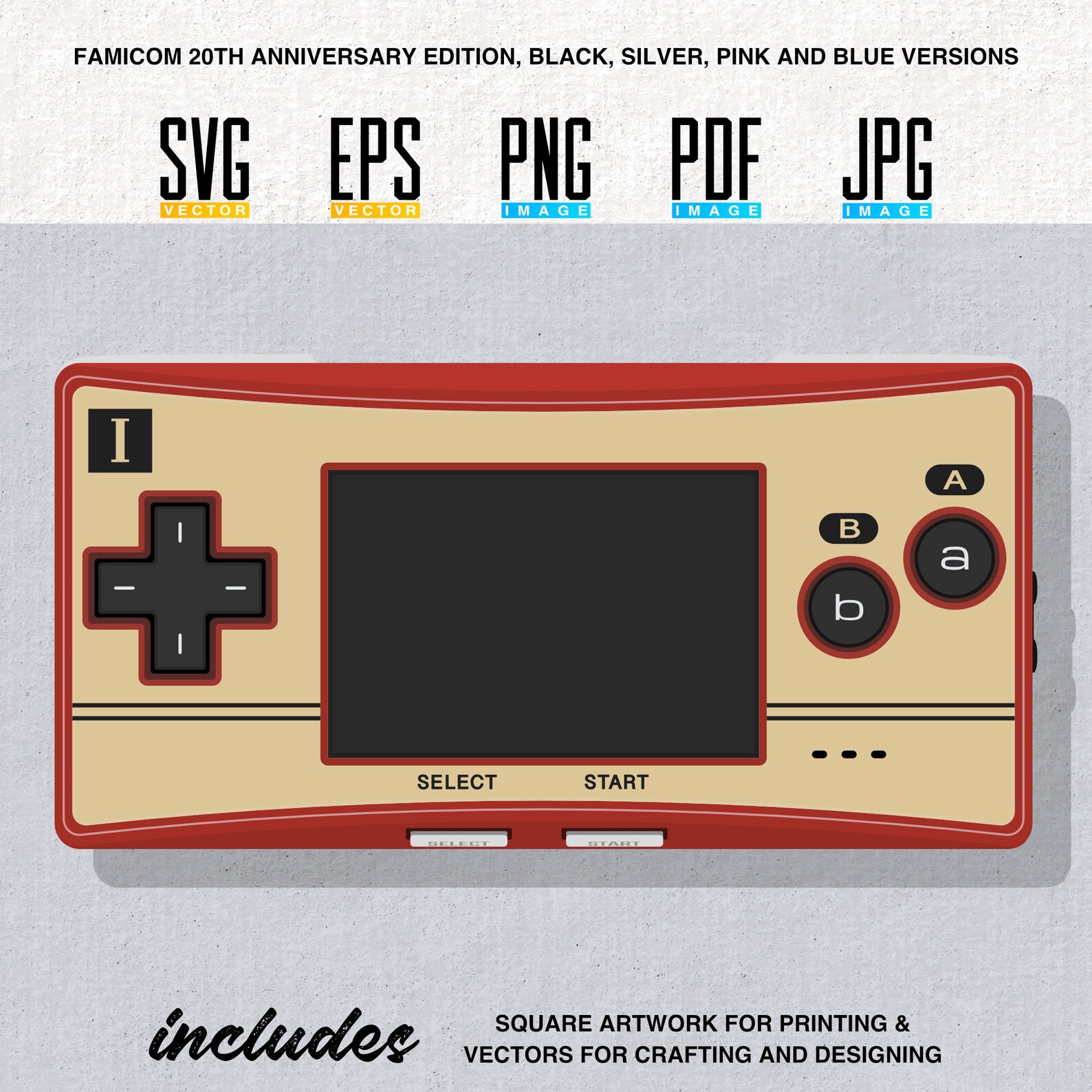 Game Boy Micro SVG & Printable Artwork EPS Editable Vector Transparent ...