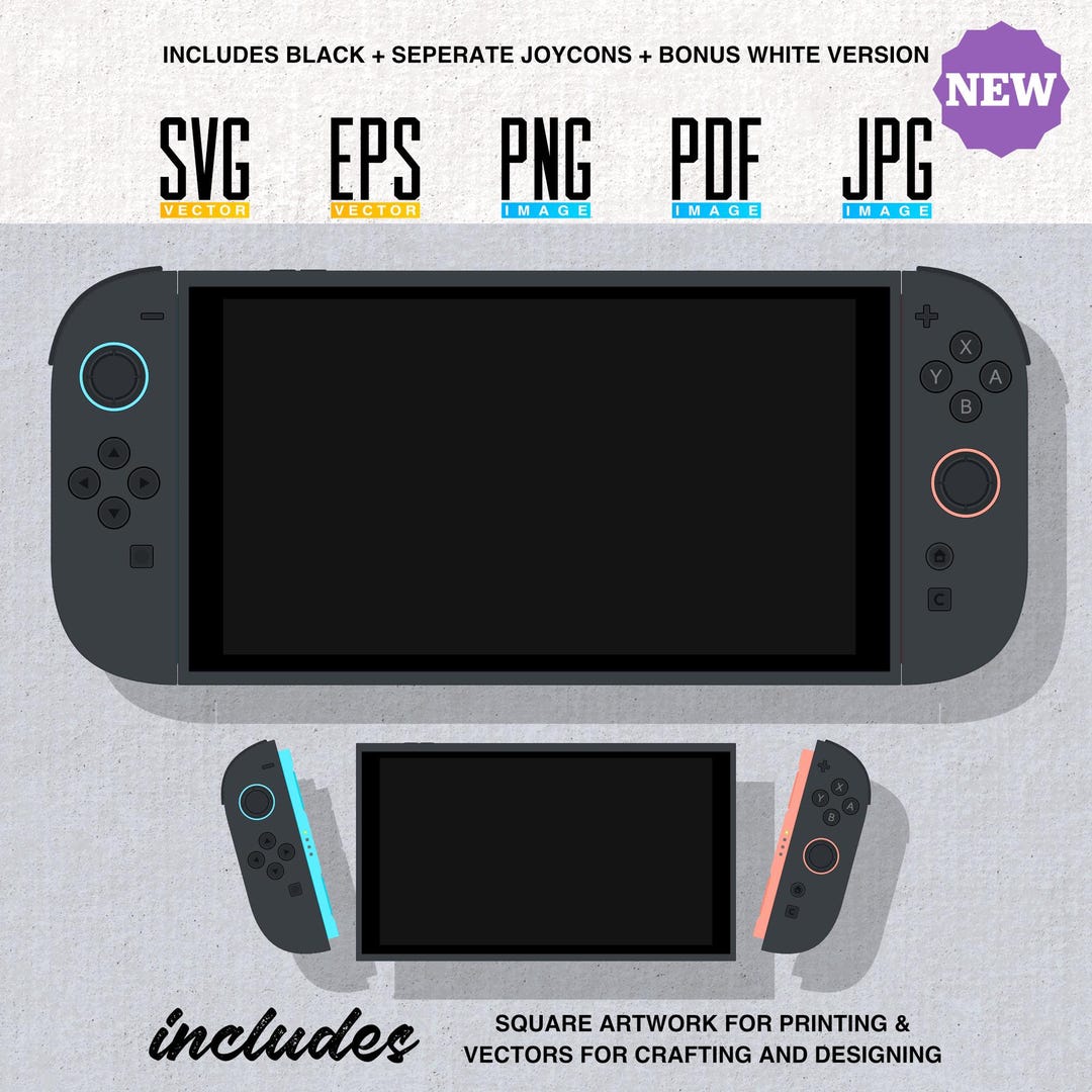 Switch 2 + Separate Joy-cons Artwork | Video Game Handheld | Vector ...