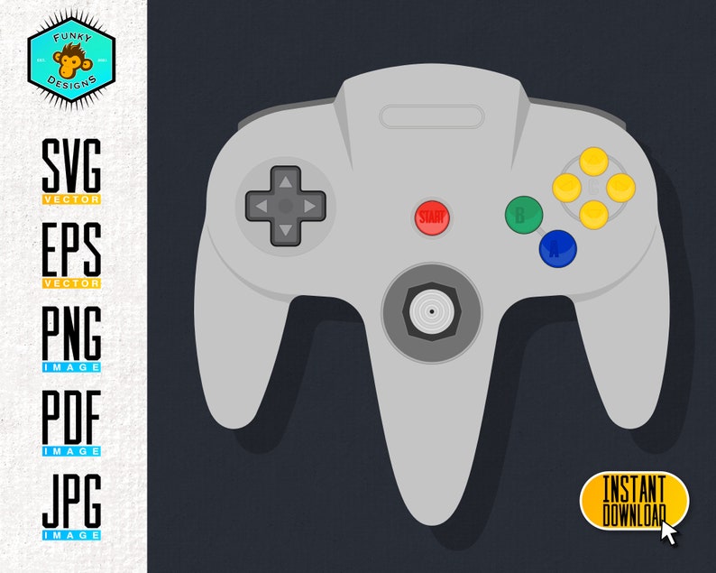 N64 Printable Artwork Retro Video Game Controller Vector - Etsy