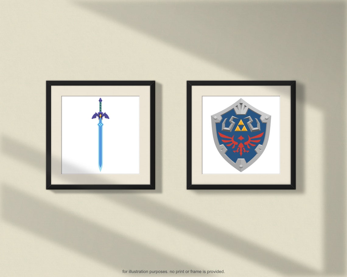 Legend of Zelda Master Sword and Hylian Shield Artwork Vector Graphic ...