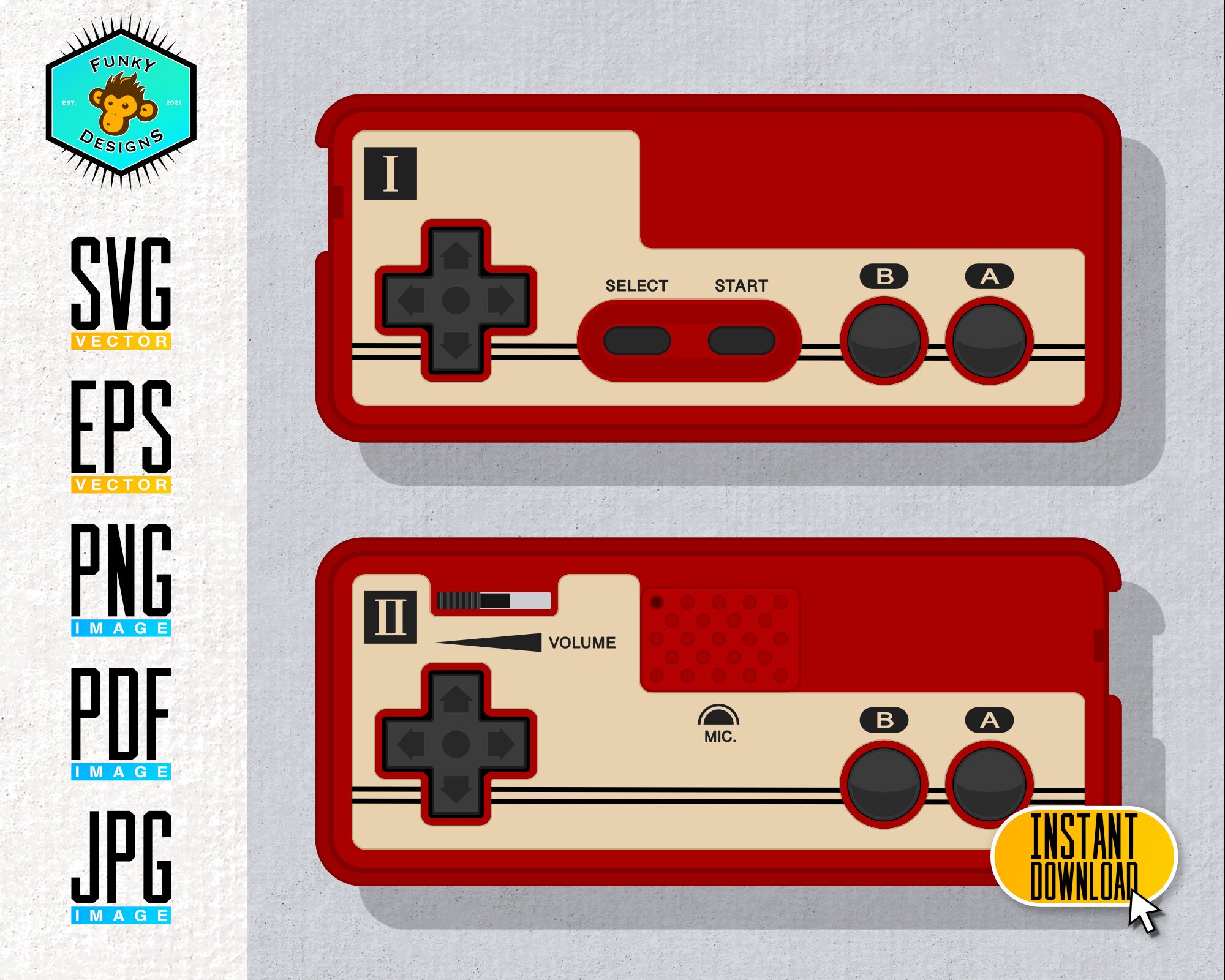 Famicom Ilustraciones Imprimibles / Controlador de Videojuegos - Etsy ...