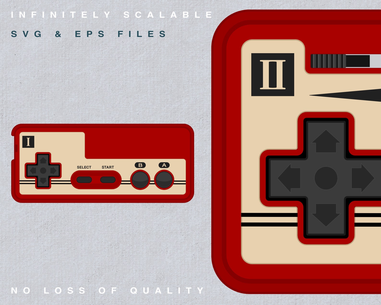 Famicom Printable Artwork Retro Video Game Controller Vector Editable ...