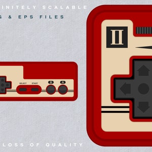 Famicom Printable Artwork | Retro Video Game Controller | Vector ...