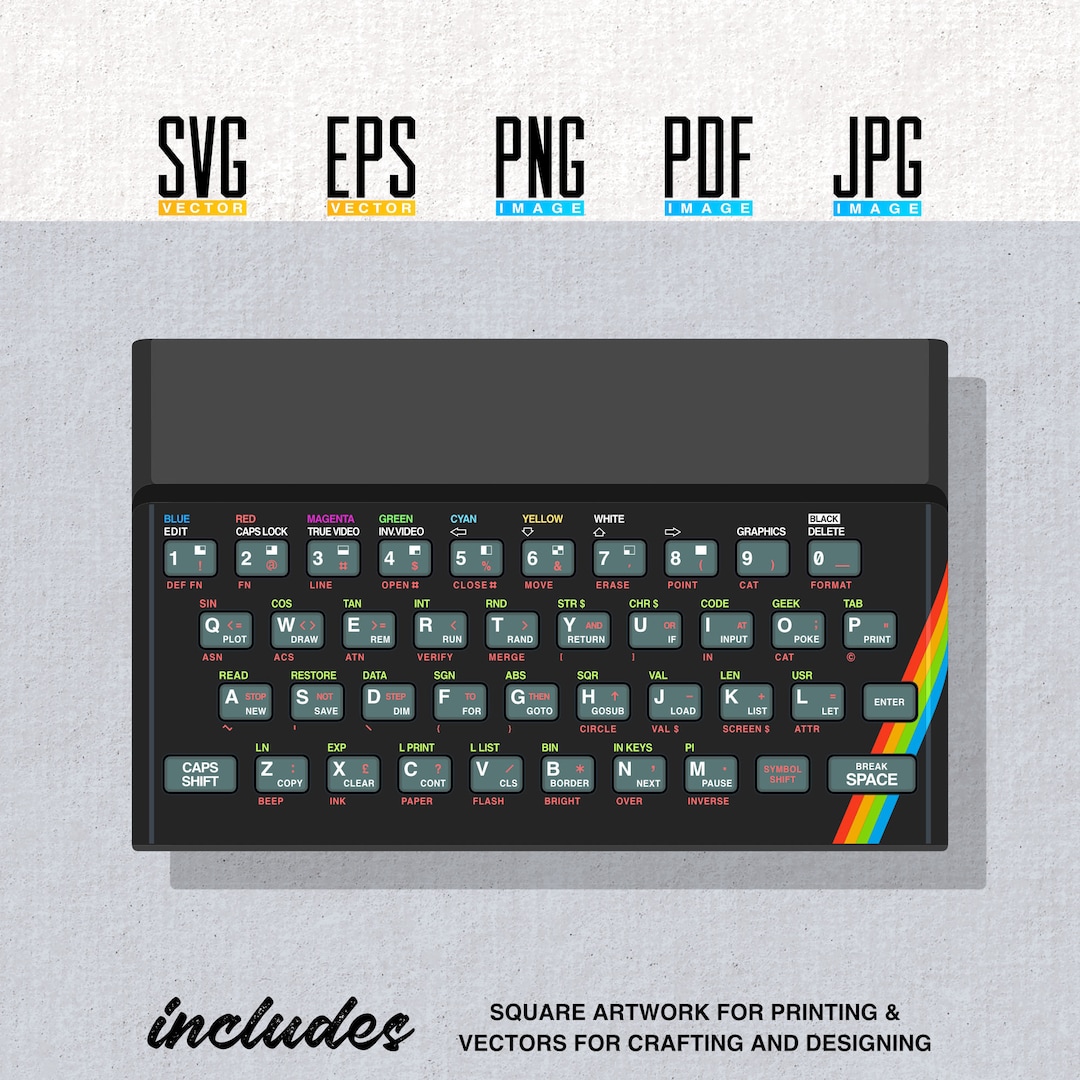 ZX Spectrum Printable Artwork Retro Personal Computer Vector Graphic ...