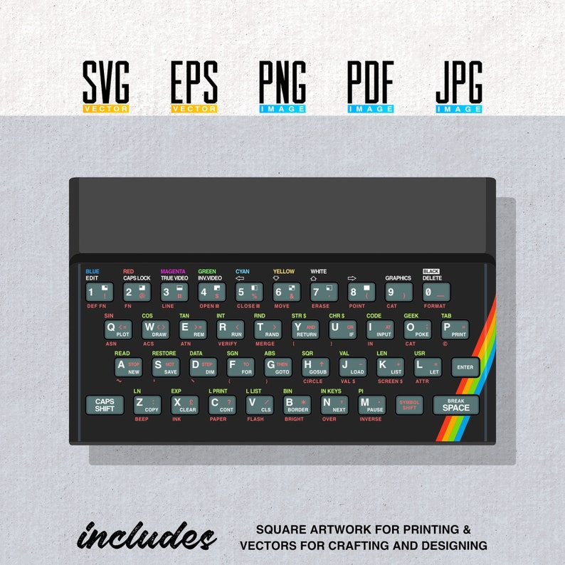 ZX Spectrum Printable Artwork Retro Personal Computer Vector Graphic ...