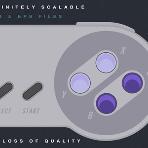 SNES Printable Artwork | Retro Video Game Controller | Vector ...
