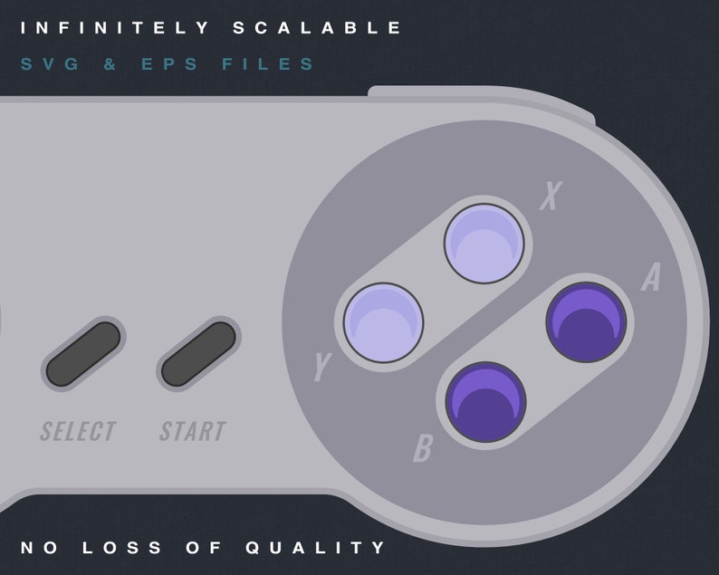SNES Printable Artwork | Retro Video Game Controller | Vector ...