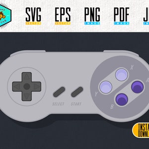SNES Printable Artwork | Retro Video Game Controller | Vector ...