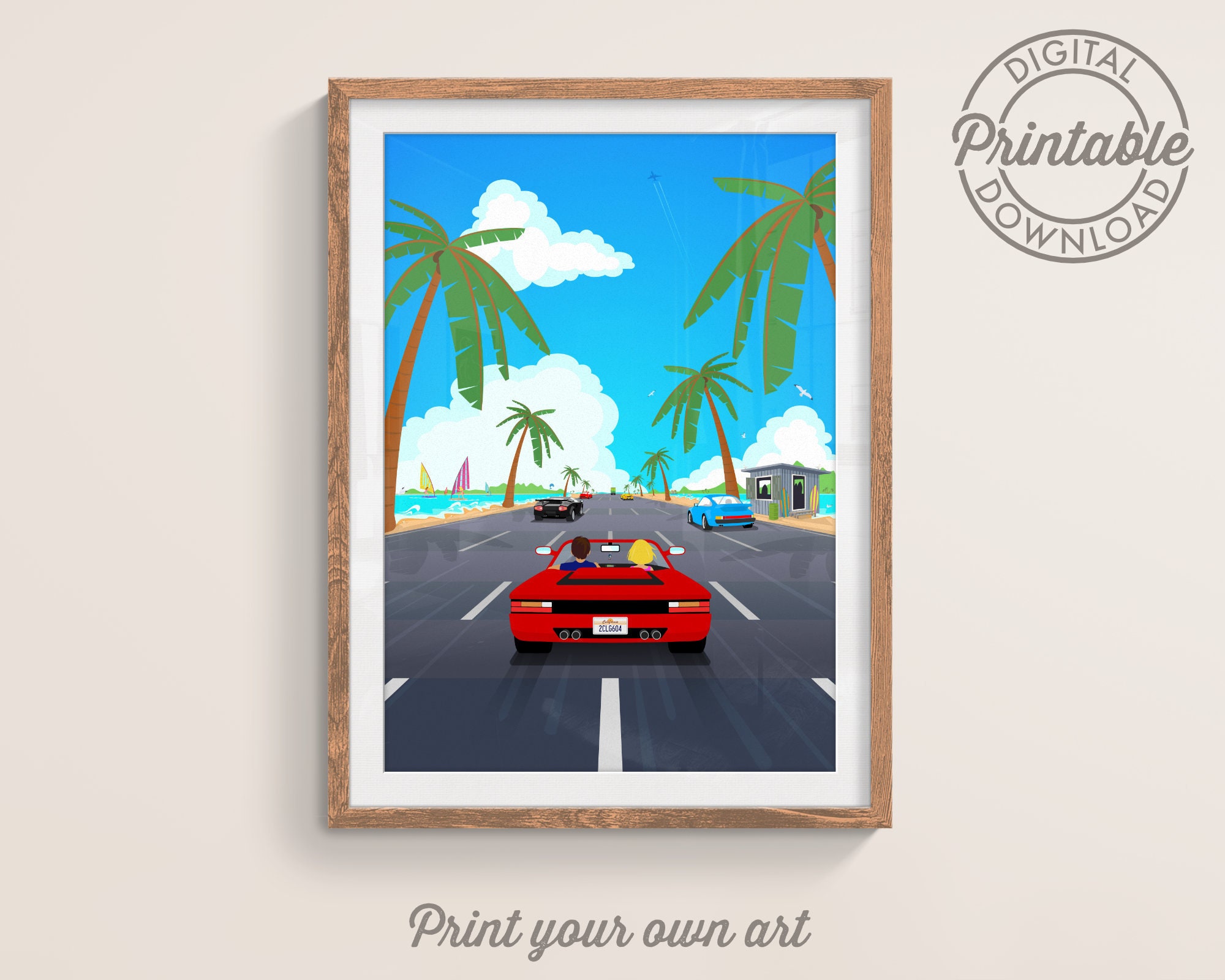 Outrun Printable Wall Art Retro Video Game Arcade Home Decor Game Room ...