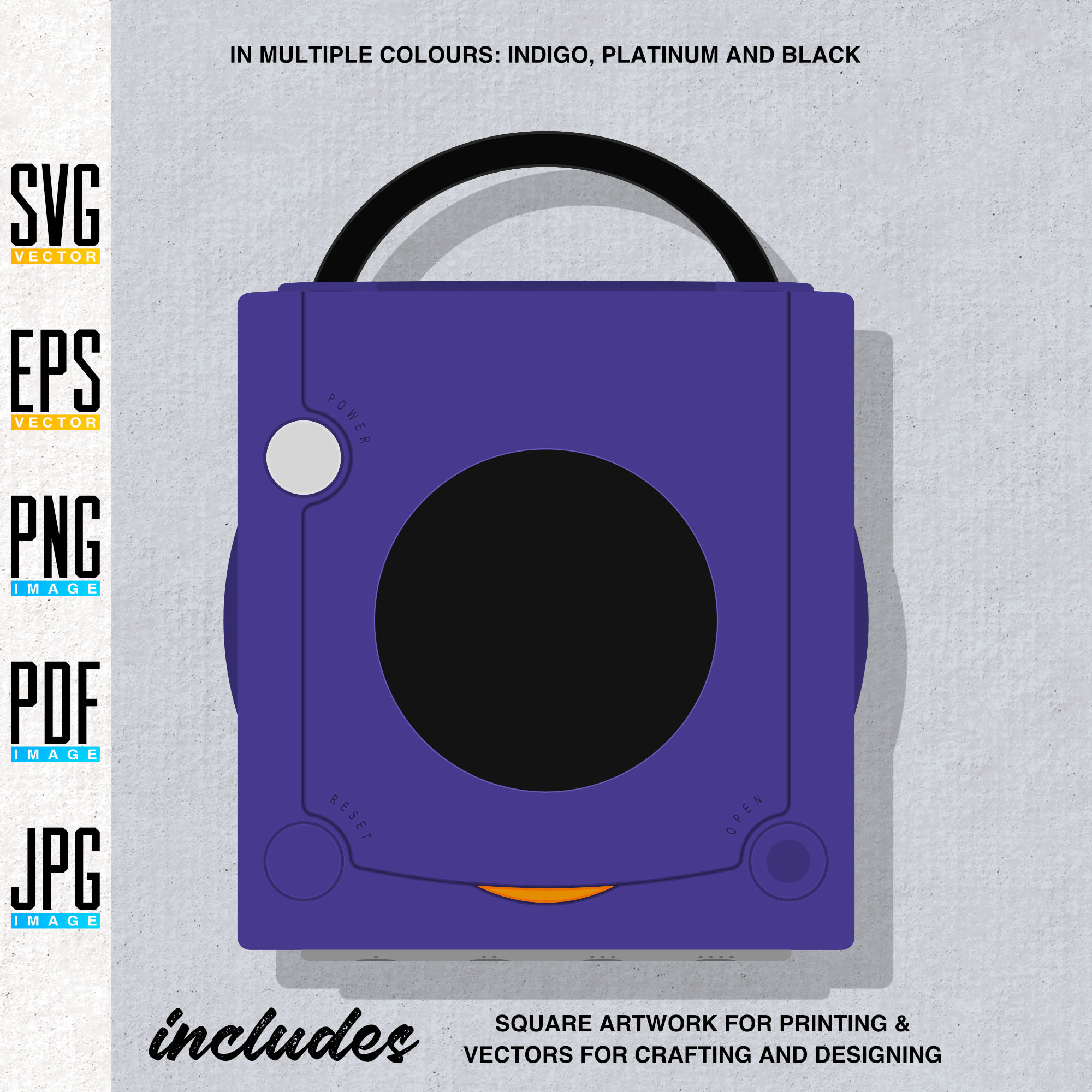 Gamecube | SVG | EPS | Editable Vector | Transparent PNG & Printable ...