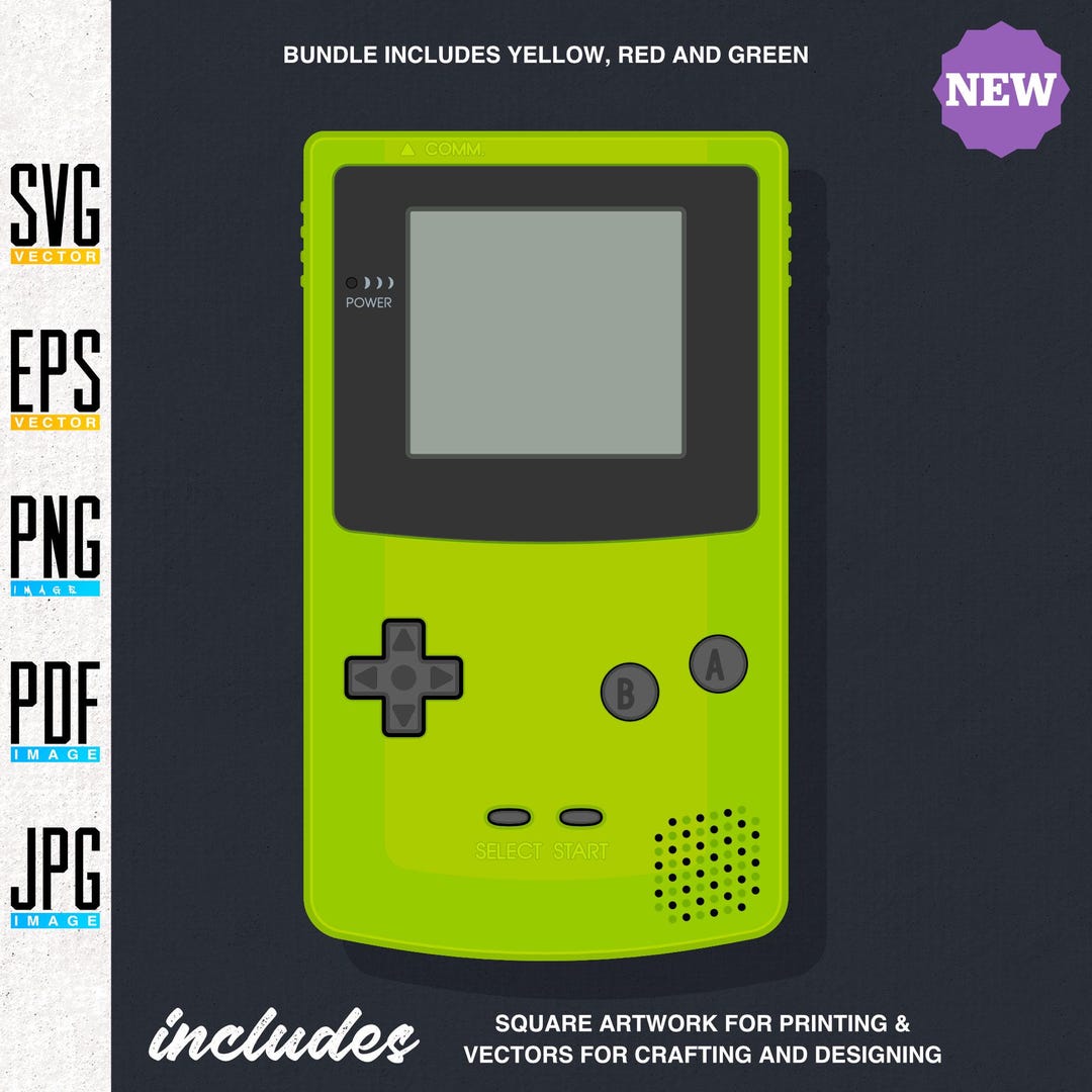 Game Boy Color Printable Artwork | Retro Video Game Handheld | Vector ...
