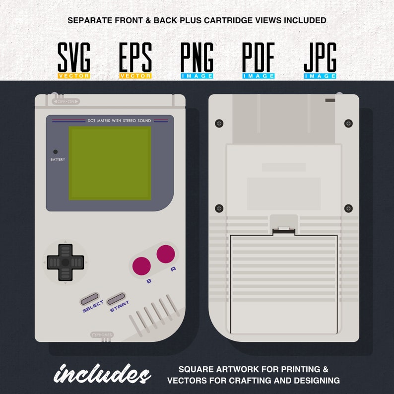 Game Boy Front & Back Printable Artwork | Includes Game Cartridge ...