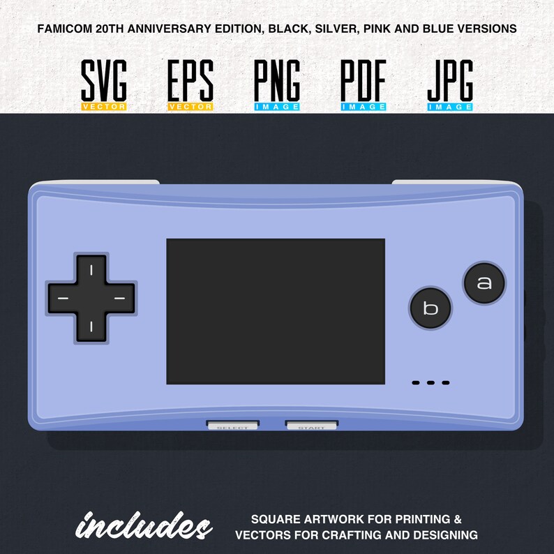 Game Boy Micro SVG & Printable Artwork EPS Editable Vector Transparent ...