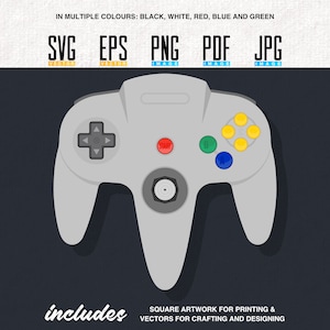 N64 Printable Artwork | Retro Video Game Controller | Vector | Editable ...