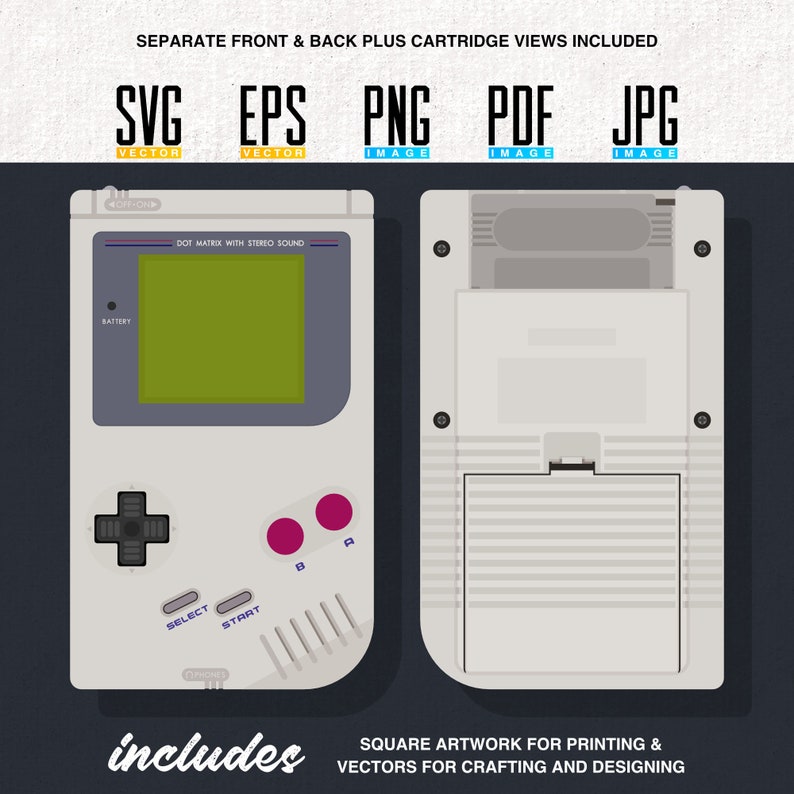 Game Boy Front & Back Printable Artwork | Includes Game Cartridge ...
