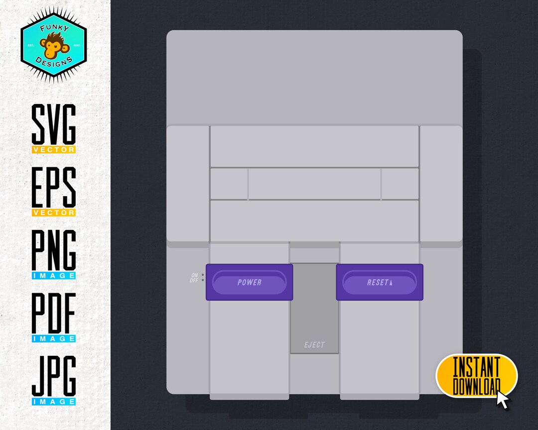 SNES Printable Artwork Retro Video Game Console Vector - Etsy