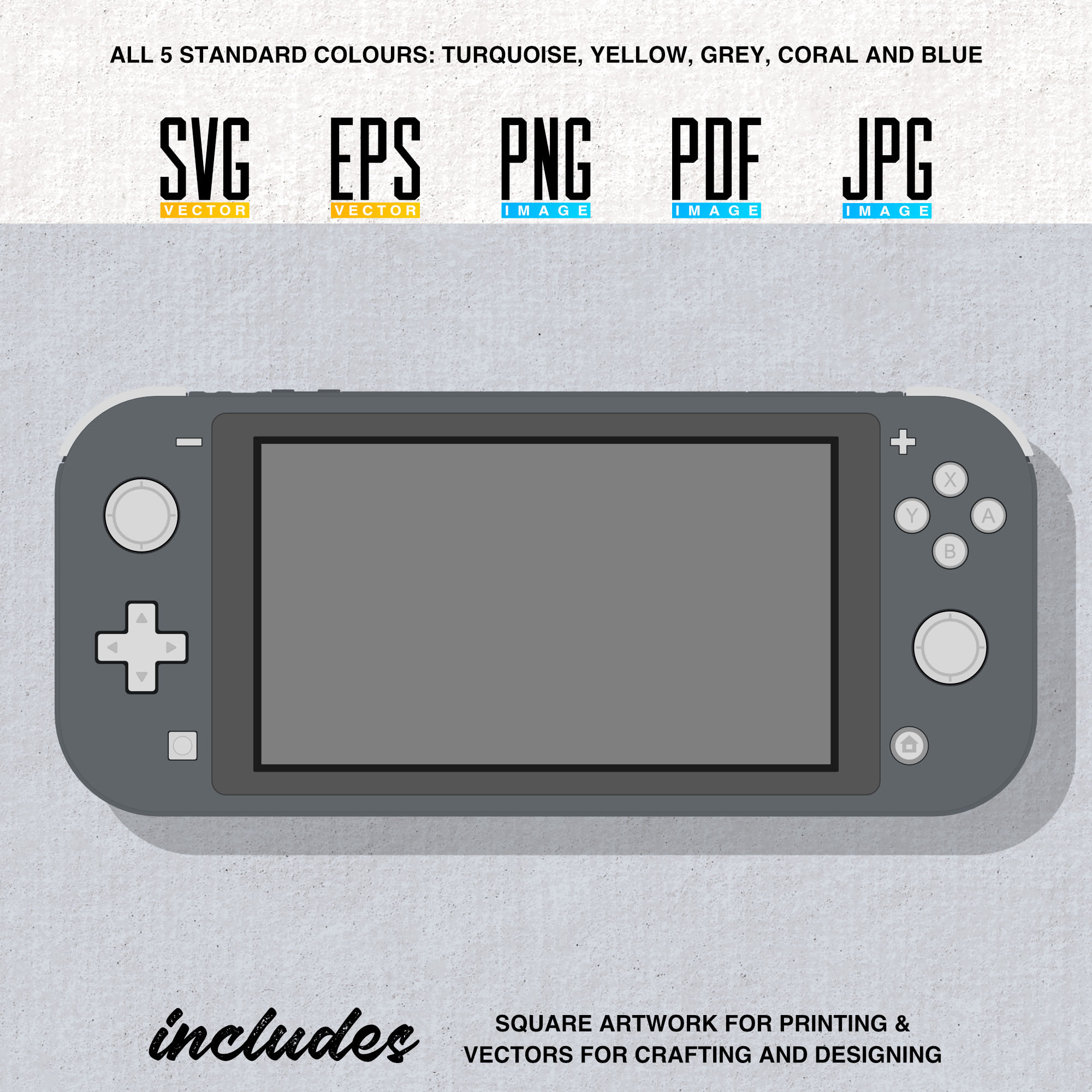 Switch Lite Printable Artwork Video Game Handheld Editable SVG EPS ...